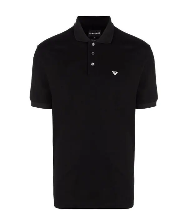 Emporio Armani Micro Eagle Mercerised Pique Polo Shirt - No