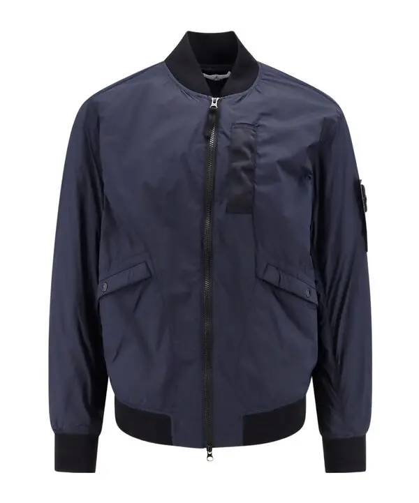 Stone Island Logo Patch Zip-up Bomber Jacket