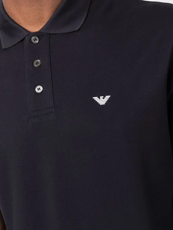 Emporio Armani Micro Eagle Mercerised Pique Polo Shirt - Black