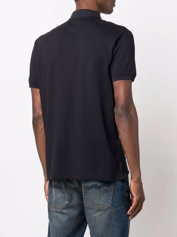 Emporio Armani Micro Eagle Mercerised Pique Polo Shirt - Black