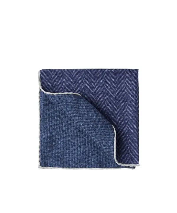 Brunello Cucinelli Silk Pocket Square - Navy Blue