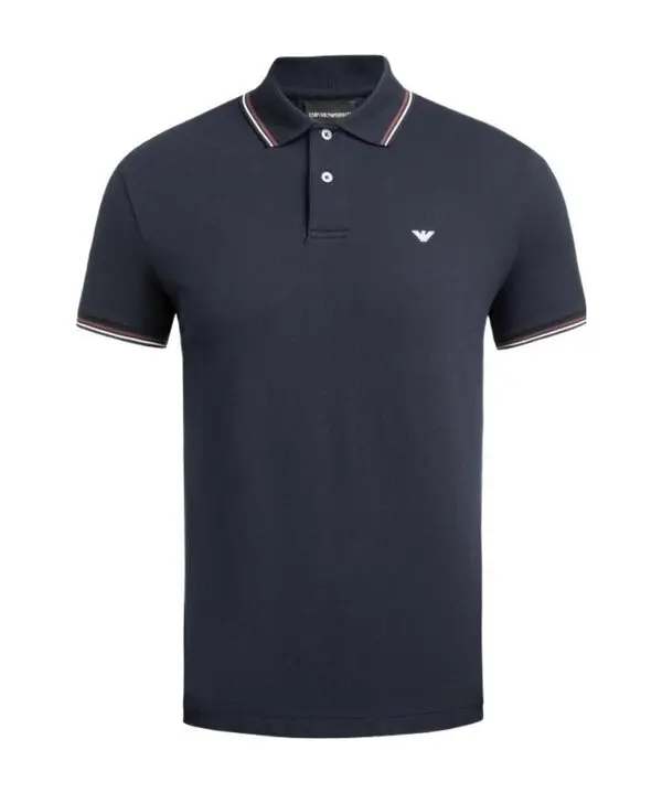 Emporio Armani Logo Printed Short Sleeved Polo Shirt - Black