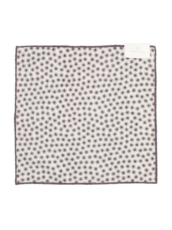 Brunello Cucinelli Polka-dot Printed Pocket Square - White