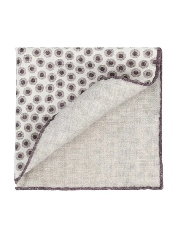 Brunello Cucinelli Polka-dot Printed Pocket Square - White