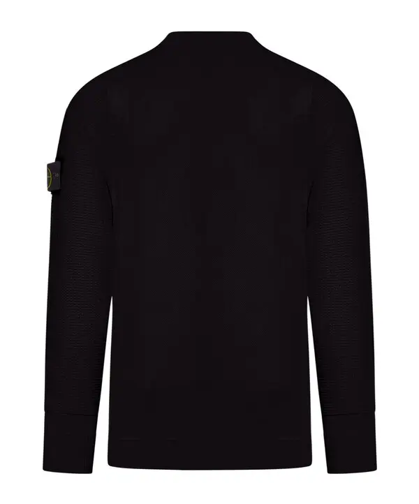 Stone Island Logo Patch Crew Neck Jumper - Black