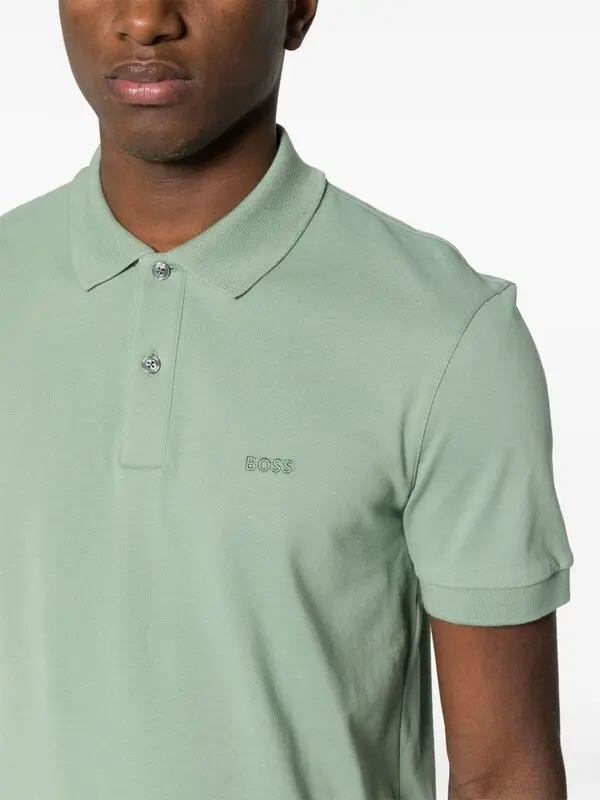 Hugo Boss Logo Embroidered Regular-fit Polo Shirt - Green