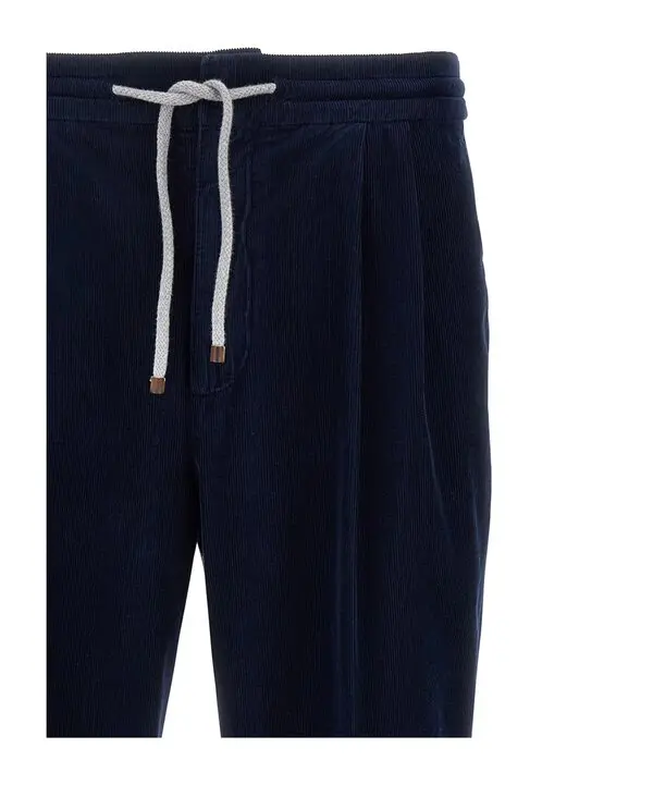 Brunello Cucinelli Garment-dyed Corduroy Trousers - Black