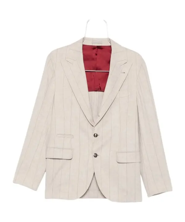 Brunello Cucinelli Pinstripe Blazer - White