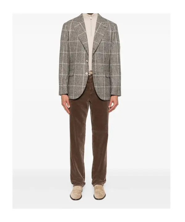 Brunello Cucinelli Single Breasted Checked Jacket