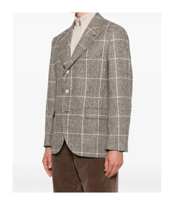 Brunello Cucinelli Single Breasted Checked Jacket