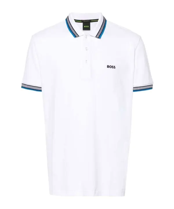 Hugo Boss Logo Embroidered Short-sleeved Polo Shirt - White