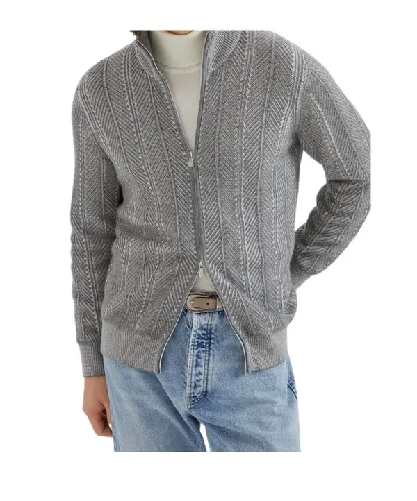 Brunello Cucinelli Long-sleeved Zip-up Cardigan - Dark Gray