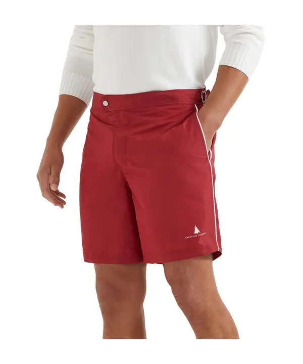 Brunello Cucinelli Logo Printed Swim Shorts - Cherry