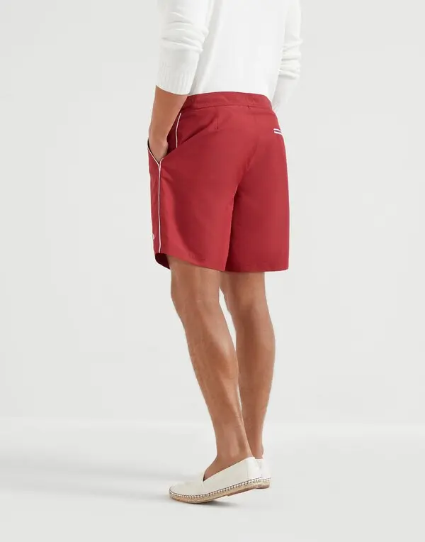 Brunello Cucinelli Logo Printed Swim Shorts - Cherry