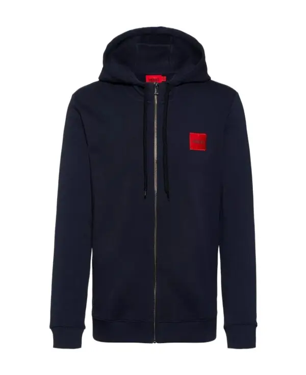 Hugo Boss Hugo Logo Embroidered Zipped Hoodie - Black