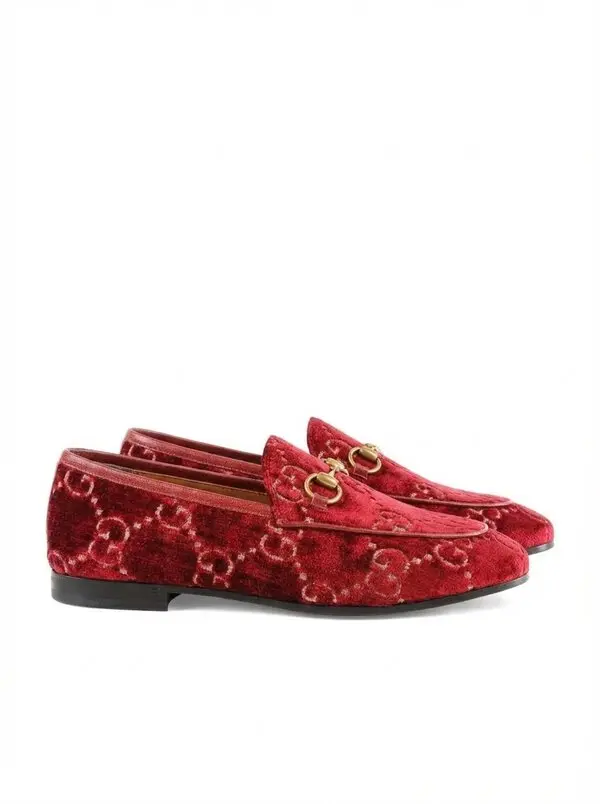 Gucci Jordaan Gg Velvet Loafer - Red