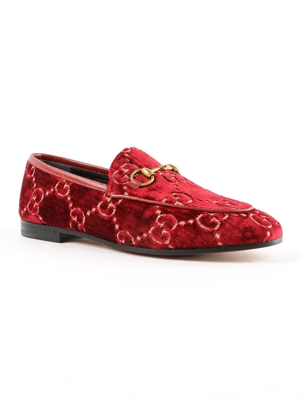 Gucci Jordaan Gg Velvet Loafers - Red