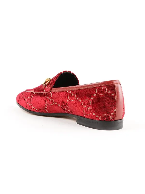 Gucci Jordaan Gg Velvet Loafers - Red