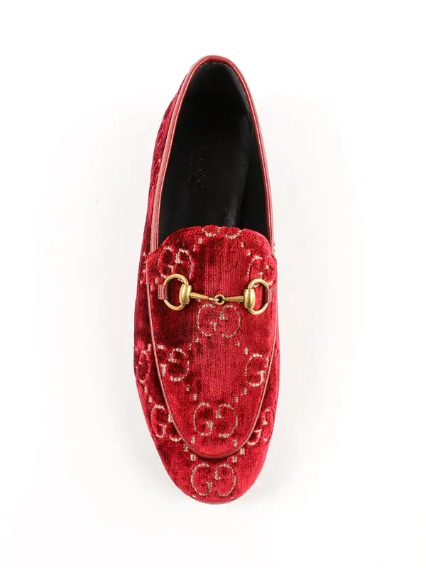 Gucci Jordaan Gg Velvet Loafers - Red