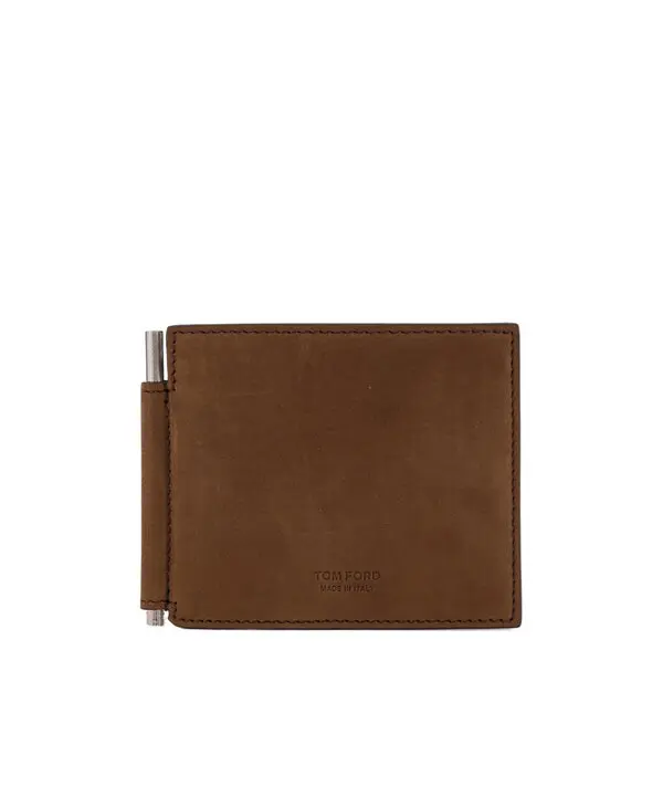 TOM FORD T Line Money Clip Wallet - Brown