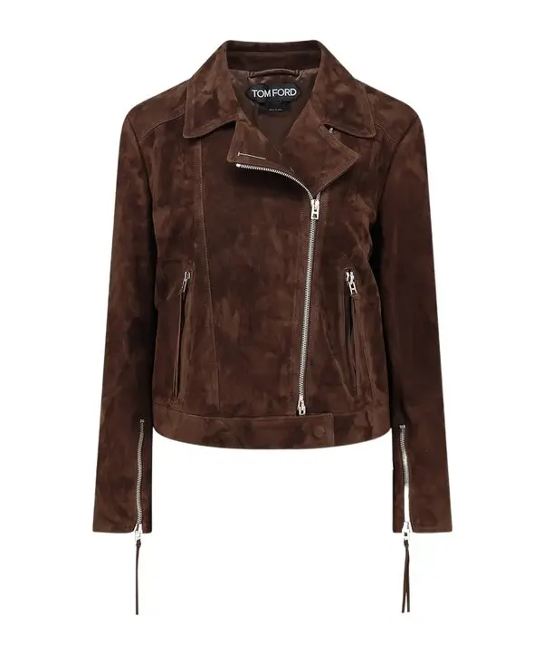 TOM FORD Zipped Biker Jacket - Brown
