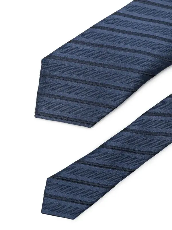 Brunello Cucinelli Striped Pointed Tip Tie - Blue
