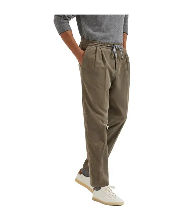 Brunello Cucinelli Garment-dyed Corduroy Trousers - Khaki