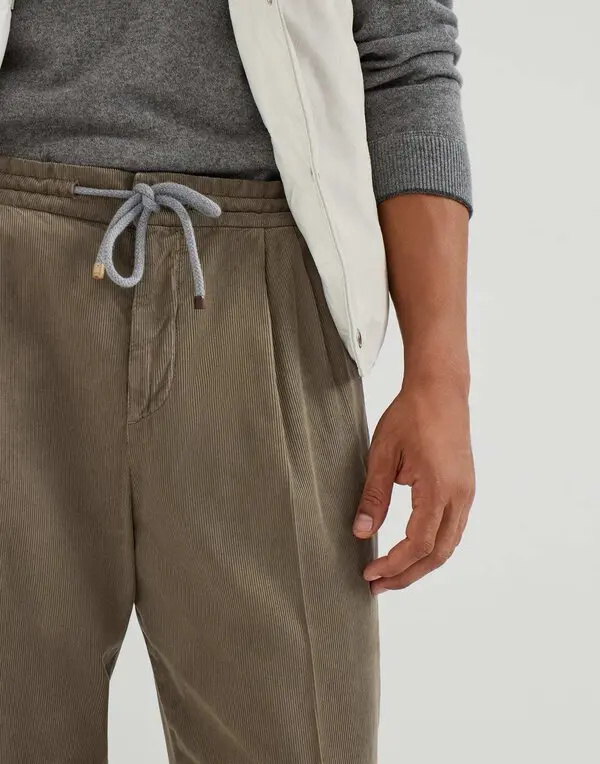 Brunello Cucinelli Garment-dyed Corduroy Trousers - Khaki