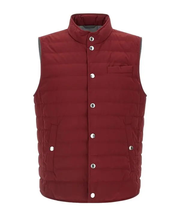 Brunello Cucinelli High-neck Quilted Gilet - Red