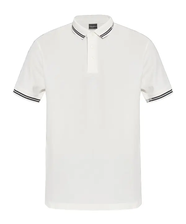 Emporio Armani Striped Edge Polo Shirt - White
