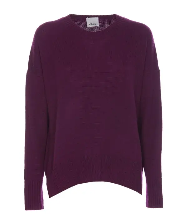 ALLUDE Long-sleeved Crewneck Knitted Jumper - Red