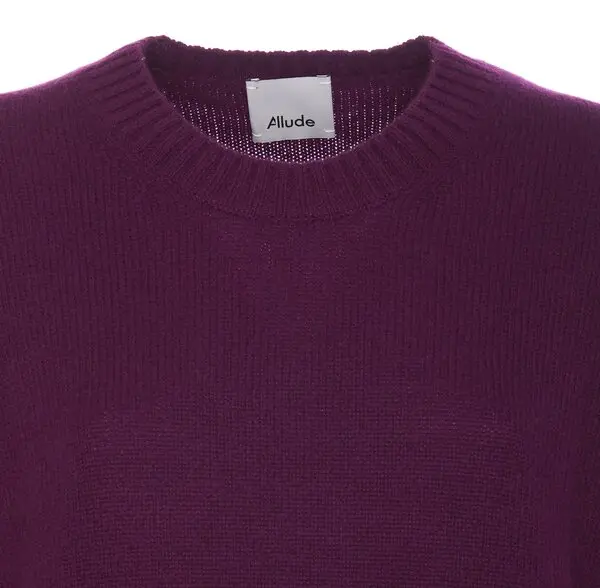 ALLUDE Long-sleeved Crewneck Knitted Jumper - Red