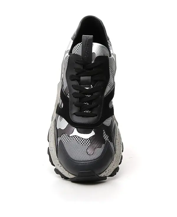 Valentino Garavani Grey Bounce Camo Print Leather Sneakers