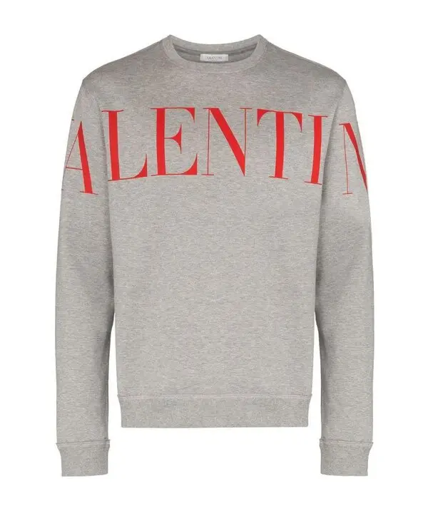 Valentino Garavani Logo-print Crewneck Sweatshirt - Gray