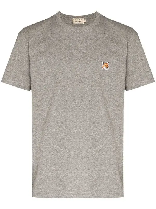 Maison Kitsuné Fox Logo Embroidered T-shirt - Gray