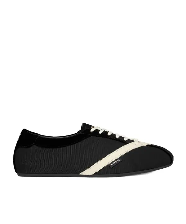 Celine The Flat Sneaker In Gros Grain, Velvet, Suede Goatskin And Lambskin - Black