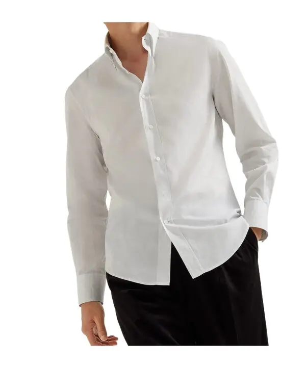 Brunello Cucinelli Striped Poplin Shirt - White