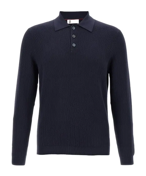 Brunello Cucinelli Long Sleeved Ribbed Polo Shirt