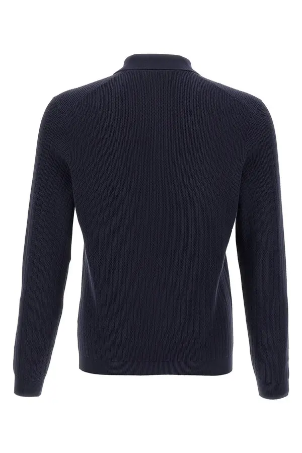 Brunello Cucinelli Long Sleeved Ribbed Polo Shirt