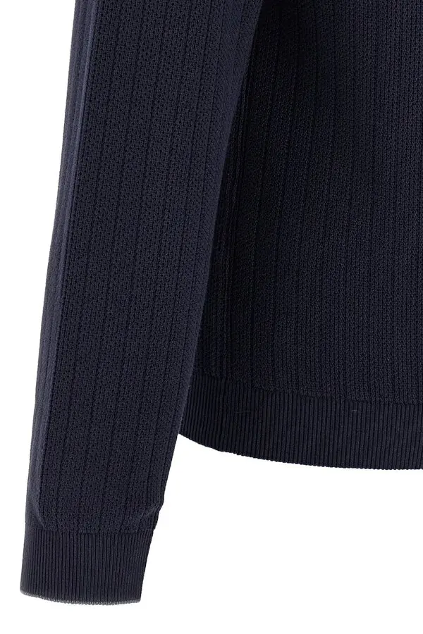 Brunello Cucinelli Long Sleeved Ribbed Polo Shirt