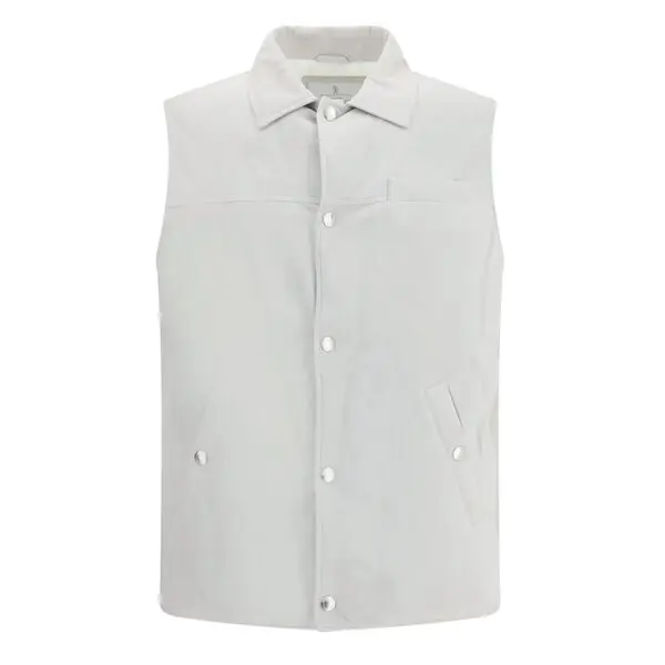 Brunello Cucinelli Sleeveless Collared Vest With Goose Down Filling - Ivory