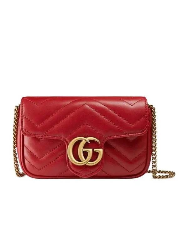 Gucci Gg Marmont Matelassé Leather Super Mini Bag - Red