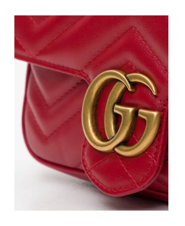 Gucci Gg Marmont Matelassé Leather Super Mini Bag - Red