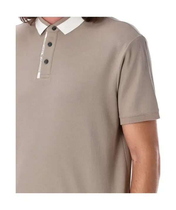 Emporio Armani Striped Edge Polo Shirt - Beige
