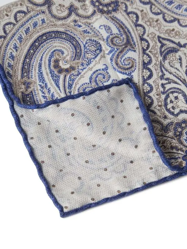 Brunello Cucinelli Paisley-printed Finished Edge Pocket Square
