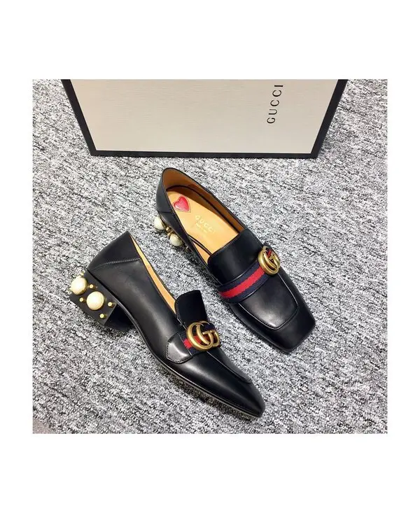 Gucci Mid-heel Leather Loafer