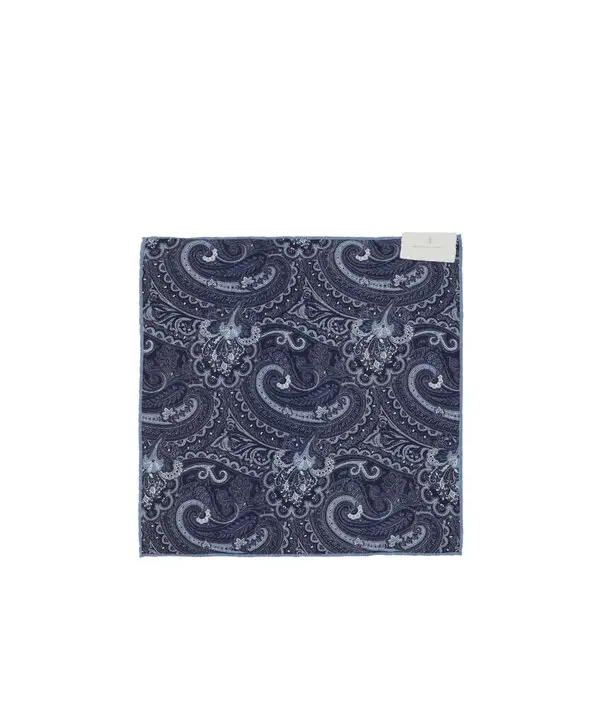 Brunello Cucinelli Motif-printed Finished Edge Pocket Square - Indigo