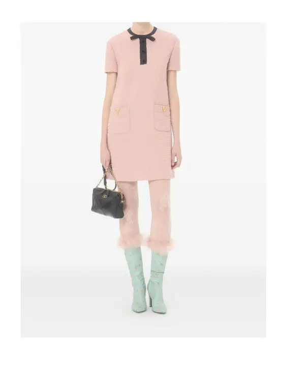 Valentino Garavani Bow Detailed Crewneck Mini Dress