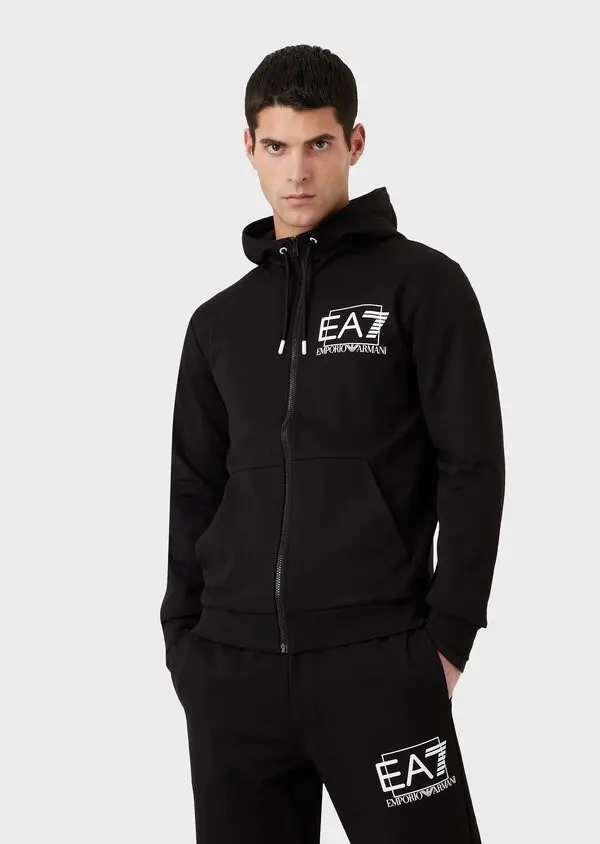 EA7 Logo Zip-up Hooded Jacket