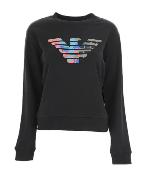 Emporio Armani Round-necked Logo Sweater - Black